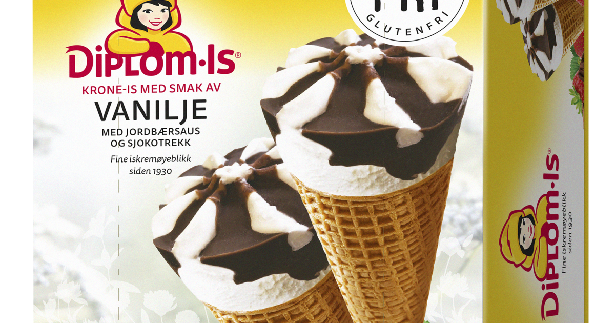 Fri Krone-Is Jordbær og Sjokolade 4 stk - Diplom-is