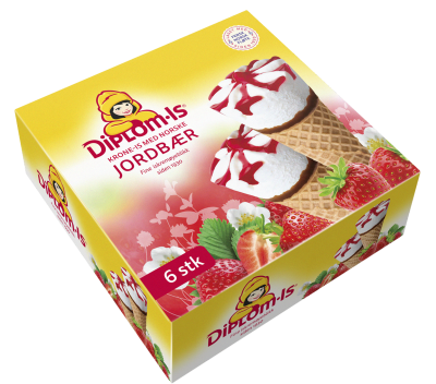 Krone-Is Jordbær 6 stk - Diplom-is